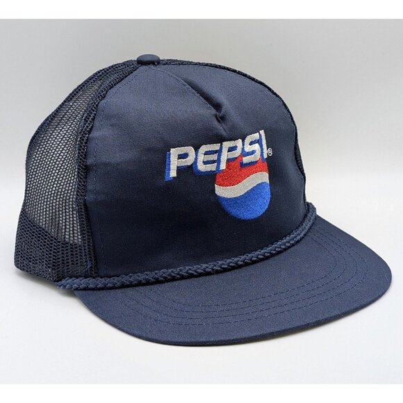 Pepsi | Accessories | Vintage Pepsi Hat Cap Trucker Snap Back Navy Blue ...